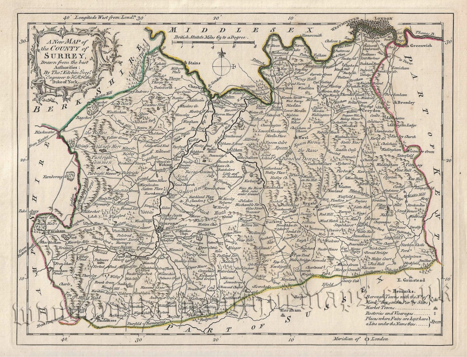 Surrey Maps Archives - Welland Antique Maps