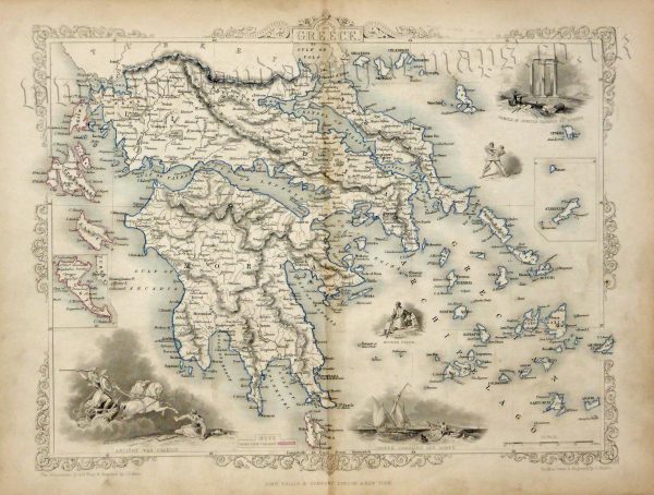 'IONIAN ISLES AND GREECE.' by John Tallis & co. / J. Rapkin c.1853 ...