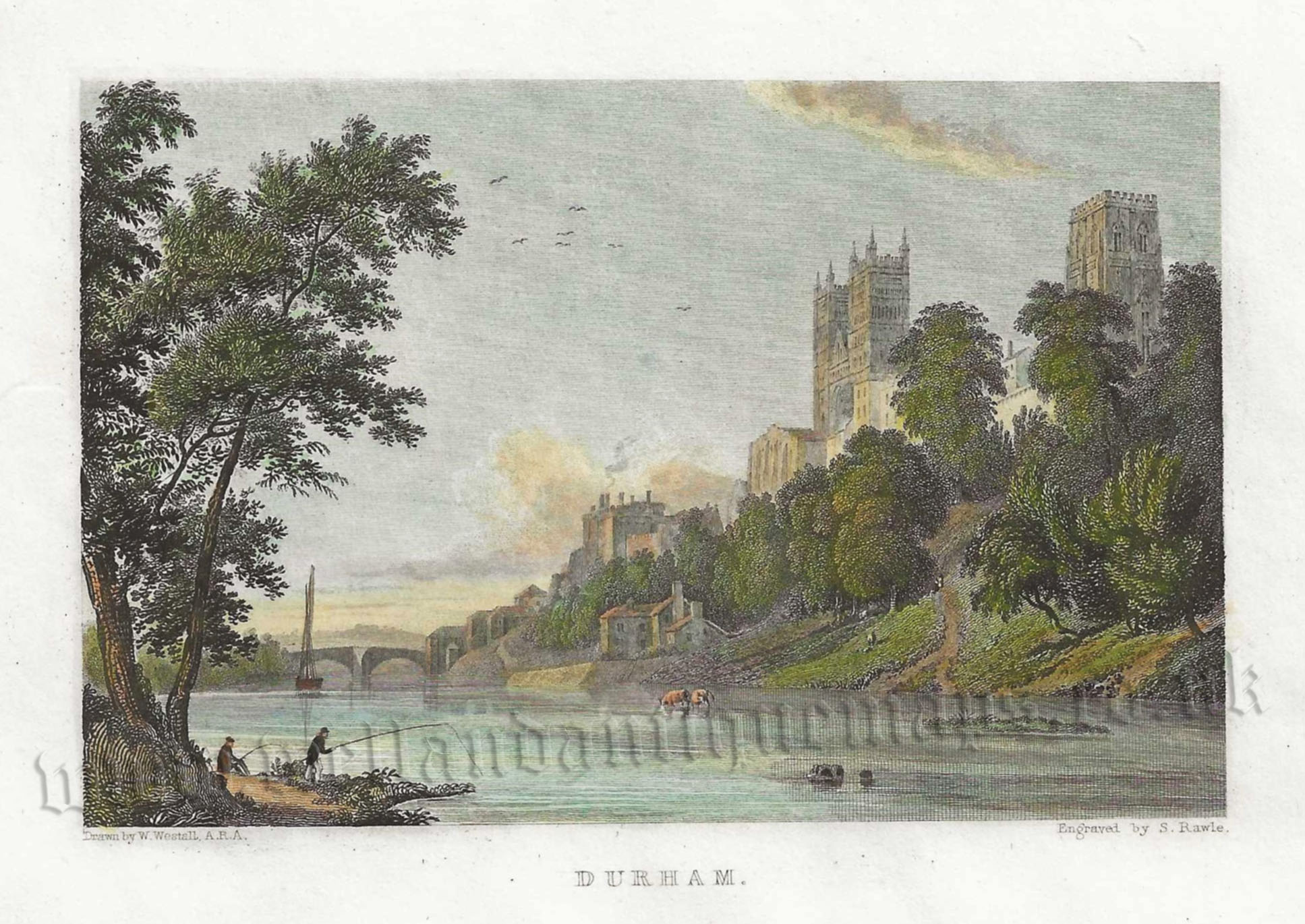 'DURHAM.' by W. Westall / S. Rawle c.1830 - Welland Antique Maps