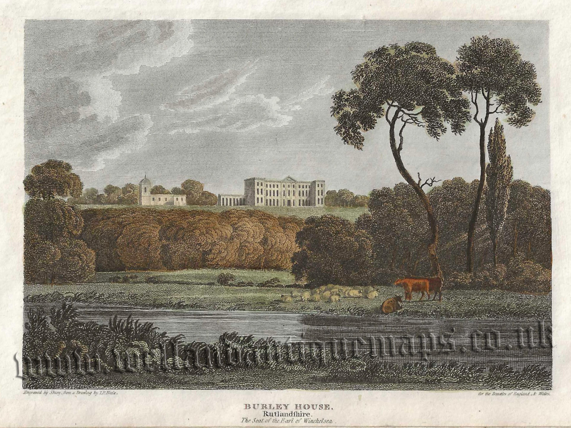 'BURLEY HOUSE Rutlandshire' by J. P. Neale / Shury c.1813 - Welland ...