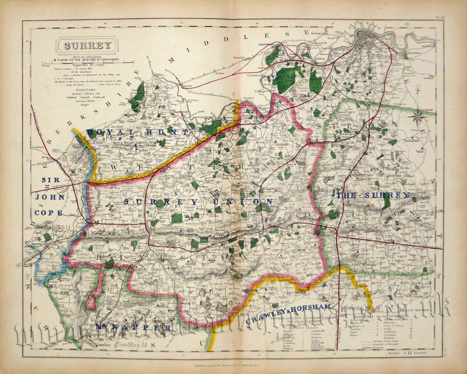 Surrey Maps Archives - Welland Antique Maps
