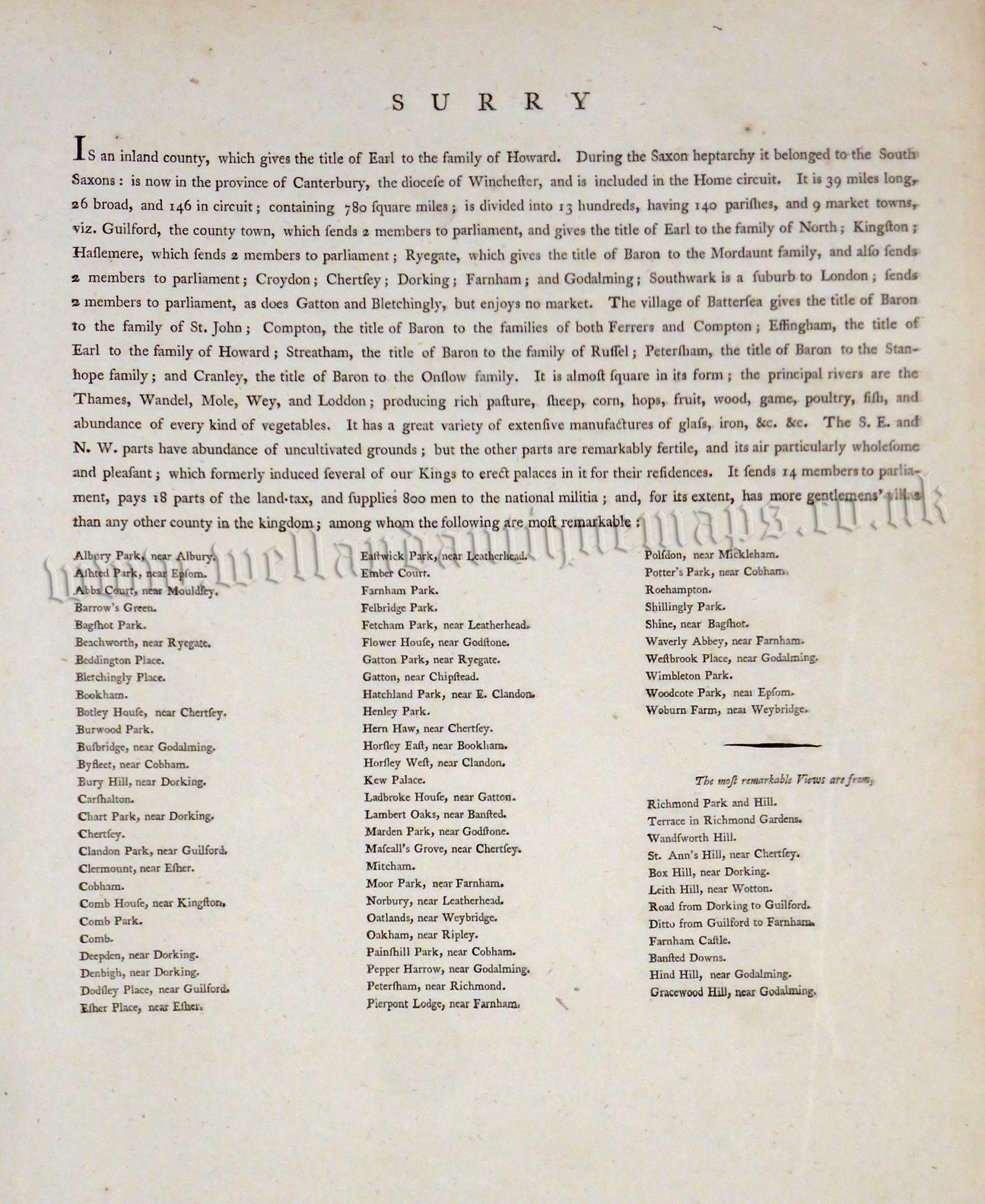 ‘SURRY By JOHN CARY Engraver.’ c.1787 (New & Correct English Atlas ...