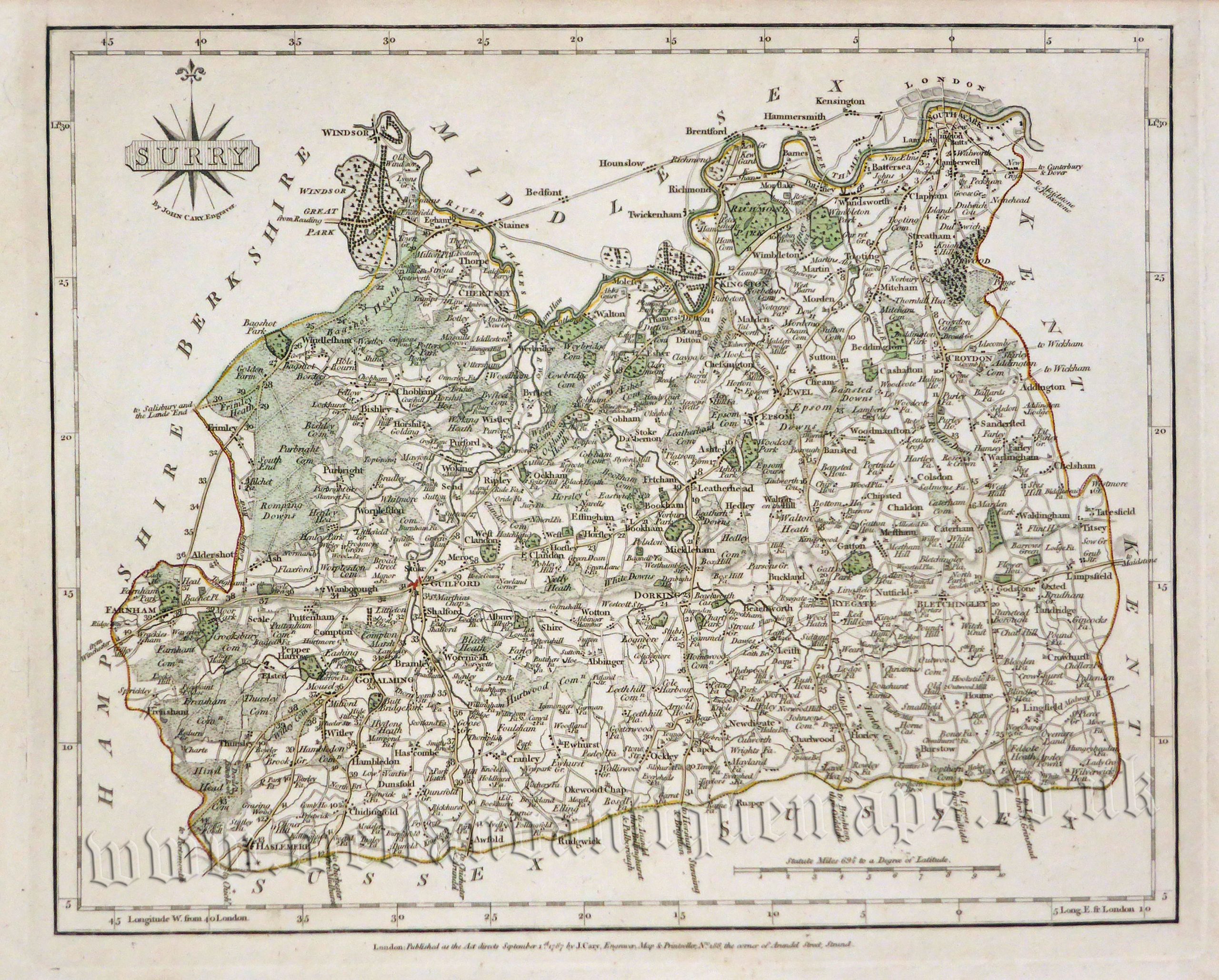 ‘SURRY By JOHN CARY Engraver.’ c.1787 (New & Correct English Atlas ...