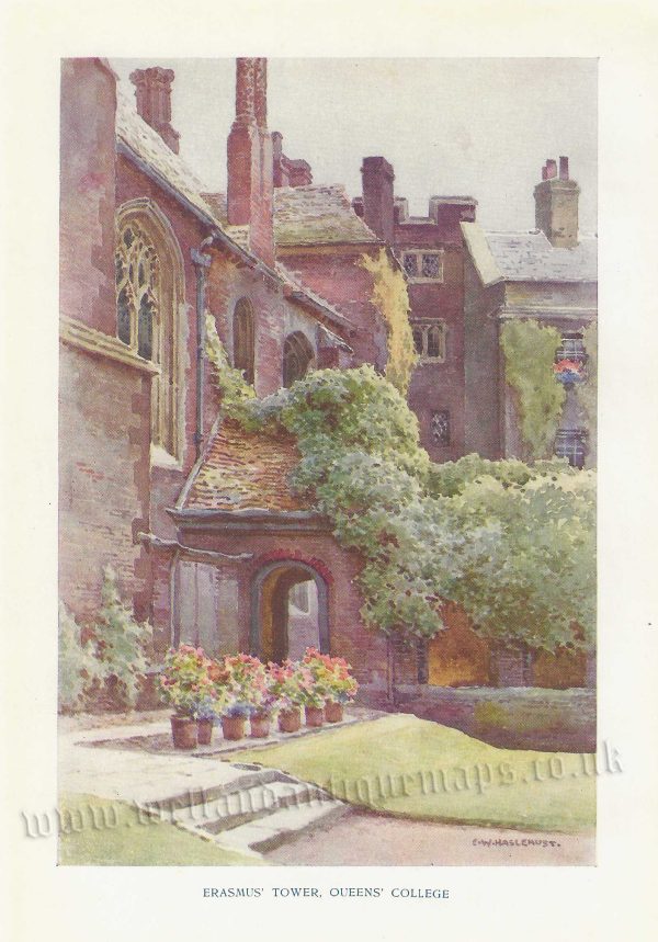 'ERASMUS’ TOWER QUEENS’ COLLEGE' (Cambridge) by E. W. Haslehust c.1915 ...