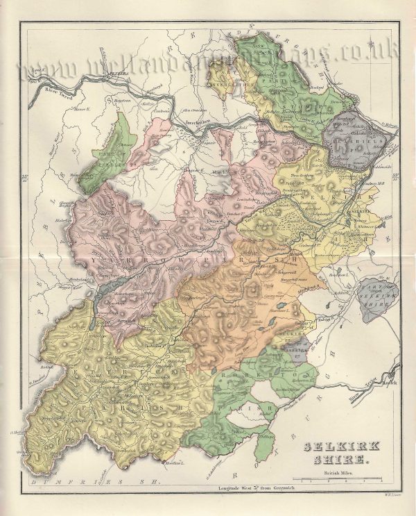 SELKIRK SHIRE.’ by W. H. Lizars c.1884 - Welland Antique Maps