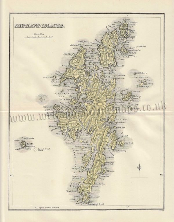 ‘SHETLAND ISLANDS.’ by W. H. Lizars c.1884 - Welland Antique Maps